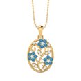 925 Silver Gold Vermeil Filigree Floral Natural Round Swiss Blue Topaz ...