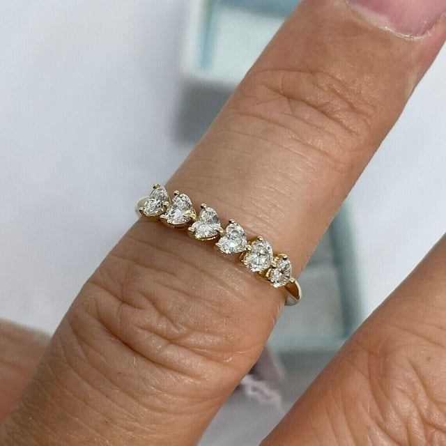 925 Silver Heart Cut Simulated Diamond Engagement Ring In 14k Yellow ...