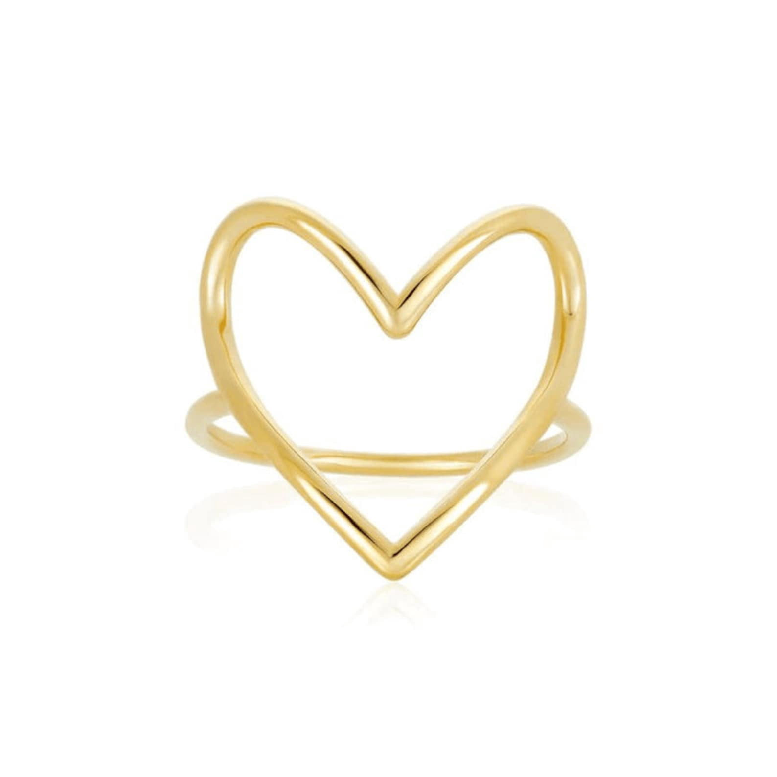 925 Silver Heart Ring in Recycled Sterling Silver,Open Heart Ring,Heart ...