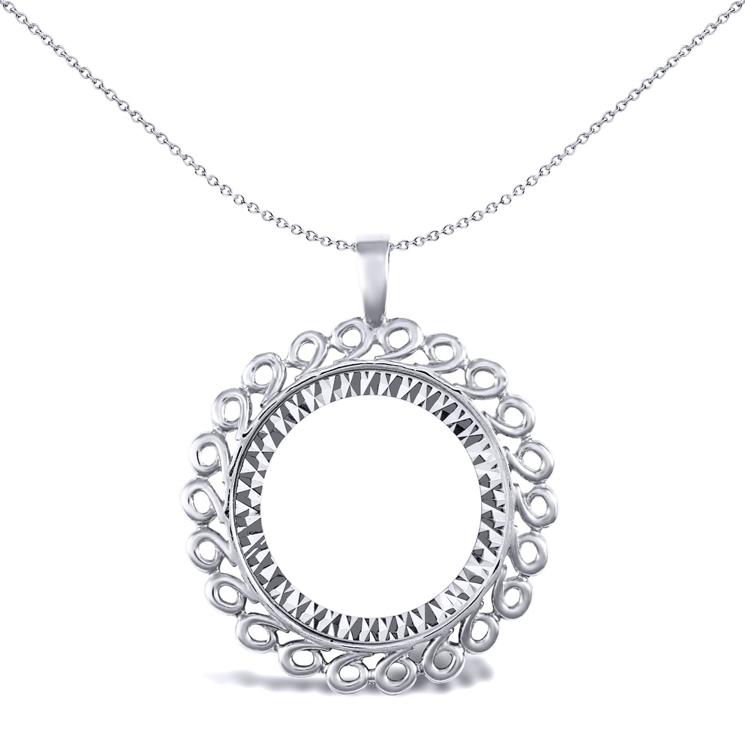 925 Silver Jewelco London Loop Spiral Half Sovereign Coin Mount Pendant ...