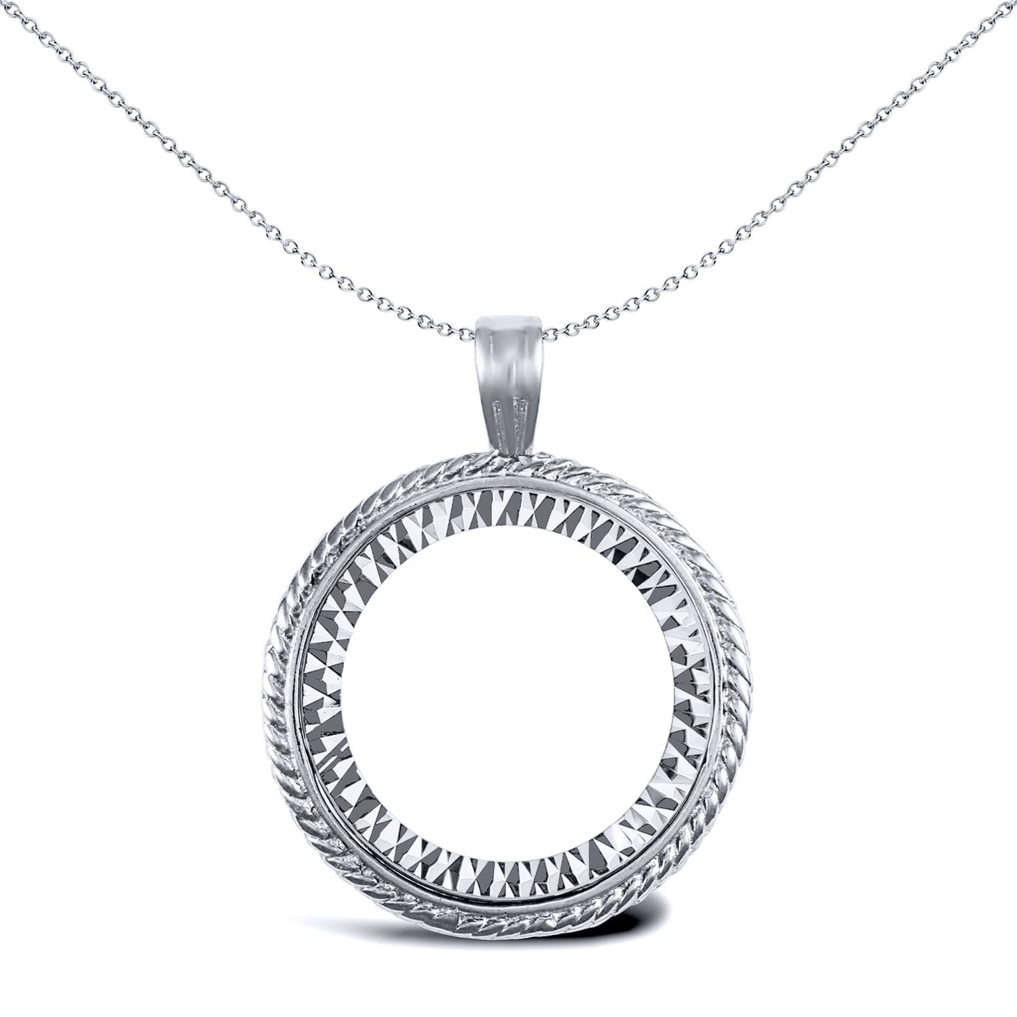 925 Silver Jewelco London Rope Edge Half Sovereign Coin Mount Pendant ...