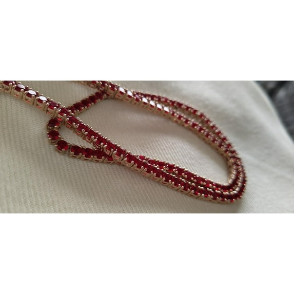 925 Silver Lab Garnet Round Tennis Necklace,14k Lab Garnet Stone ...