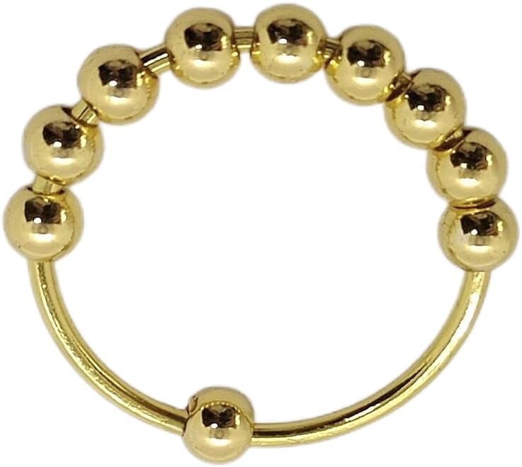 925 Silver Ladies Anti-Anxiety Ring Bead Rings Men's Ladies Rotational ...