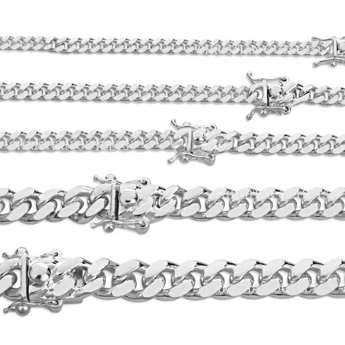 925 Silver Miami Cuban Chains for Men and Women Real Solid Italian 925 ...