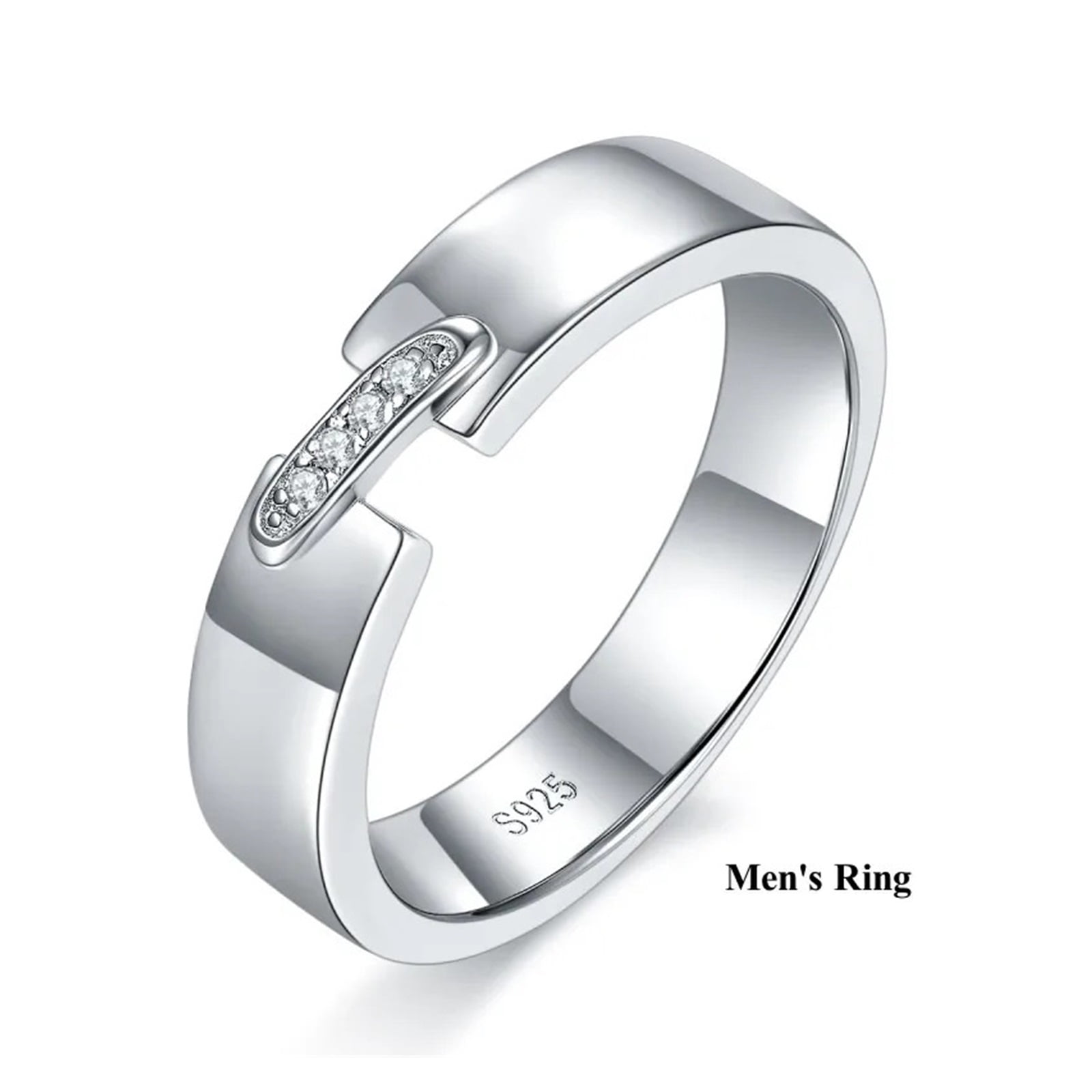 925 Silver Moissanite Couple Wedding Ring Senior Love Couple ...