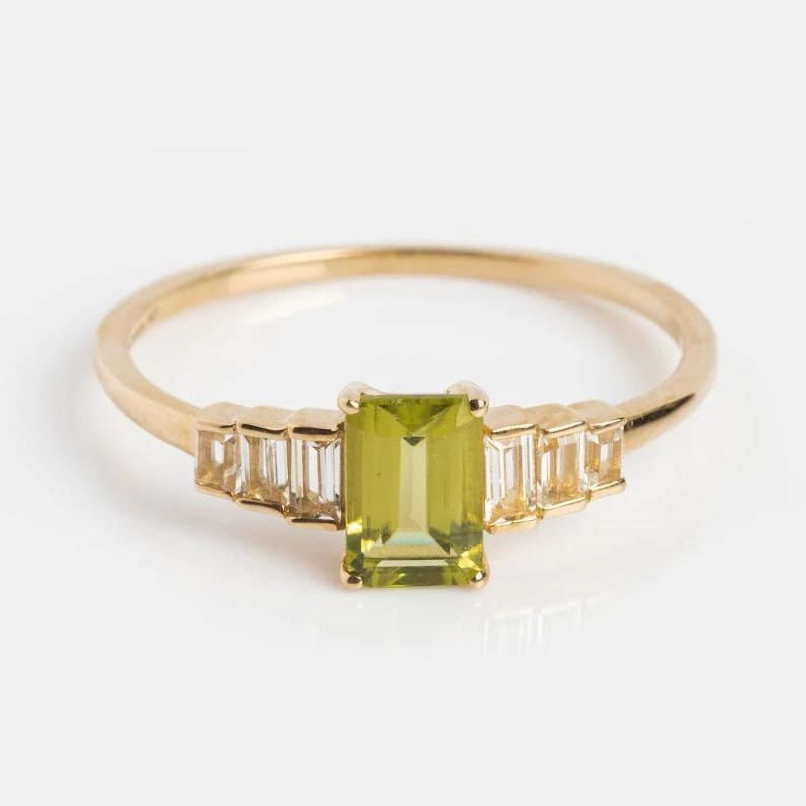 Pinkcityshopstore Emerald Cut Peridot Rose Gold-Plated 925 Sterling and ...