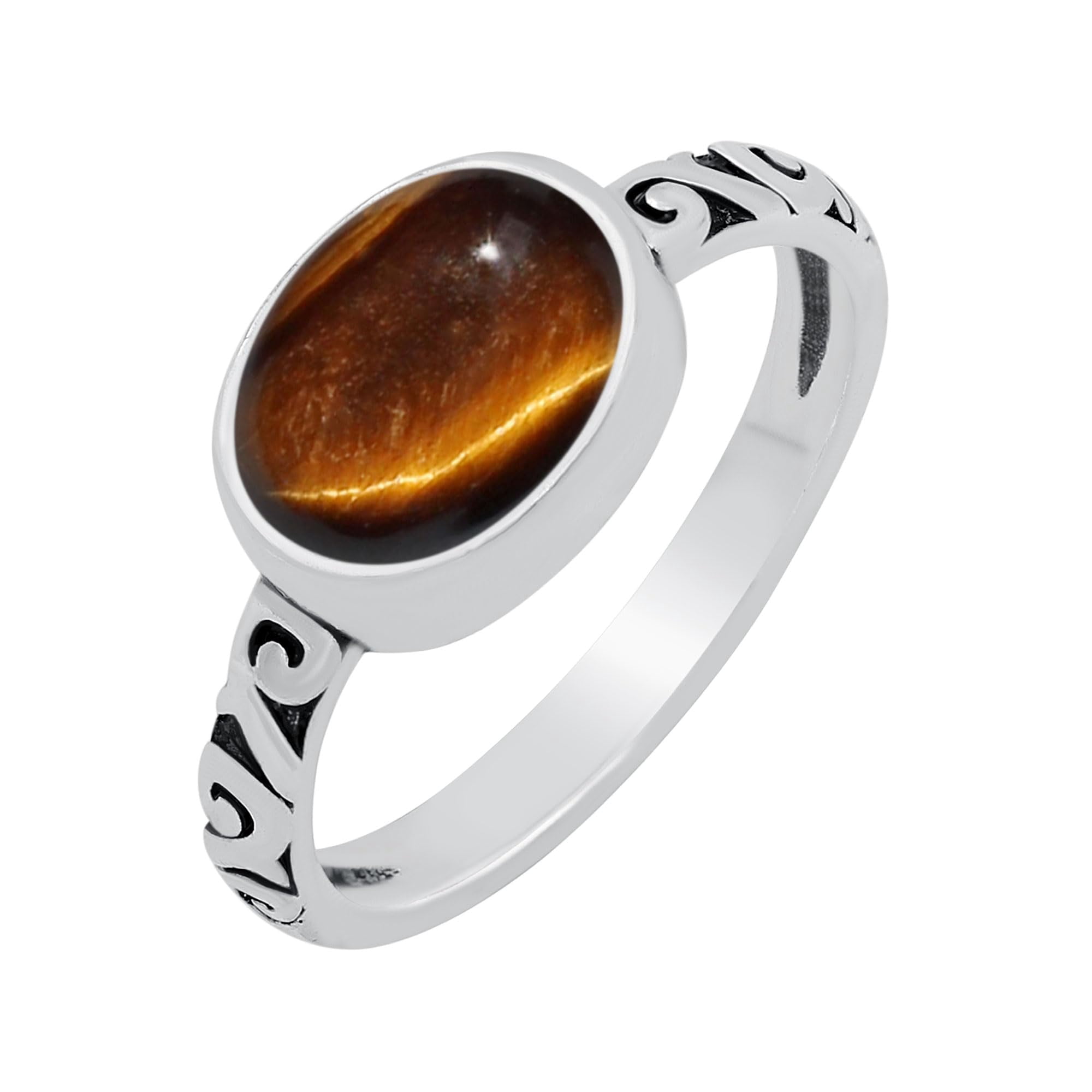925 Silver Plated 3.10Cts Natural Tiger Eye Ring Size 12 For Women ...