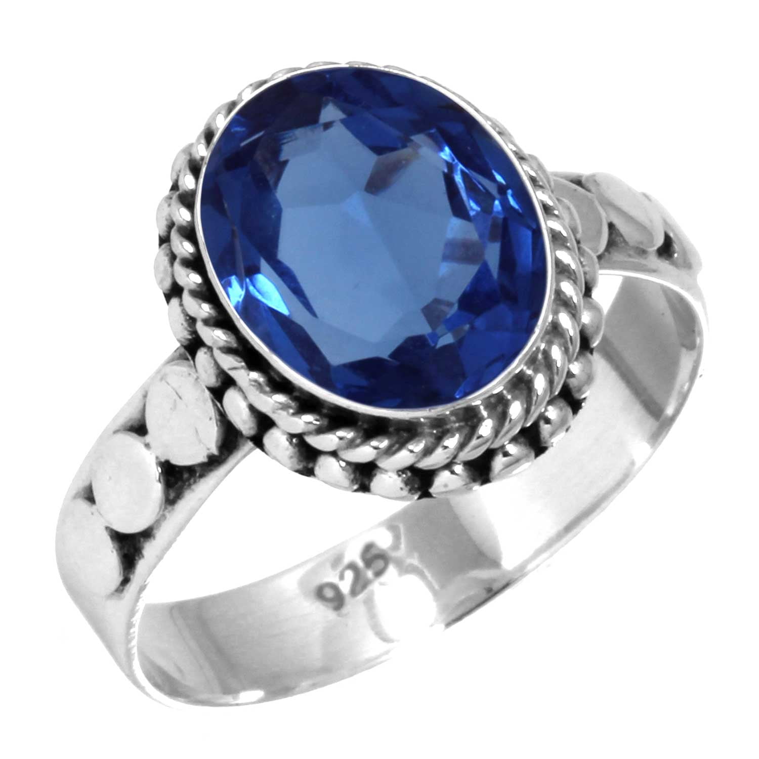 Blue Sapphire Simulated Ring 925 Sterling Silver Handmade Jewelry ...