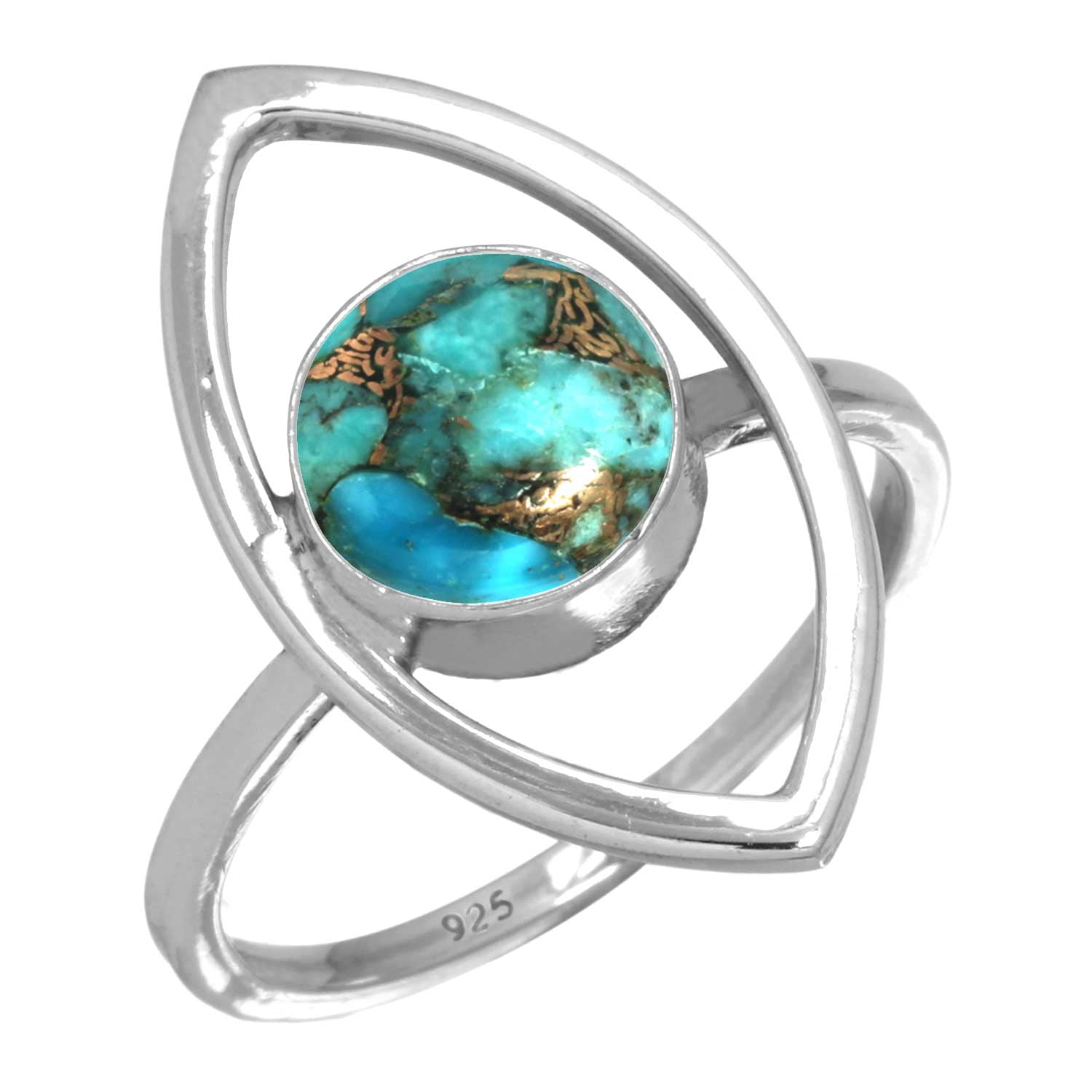 925 Sterling Silver Women Jewelry Copper Blue Turquoise Ring - Walmart.com