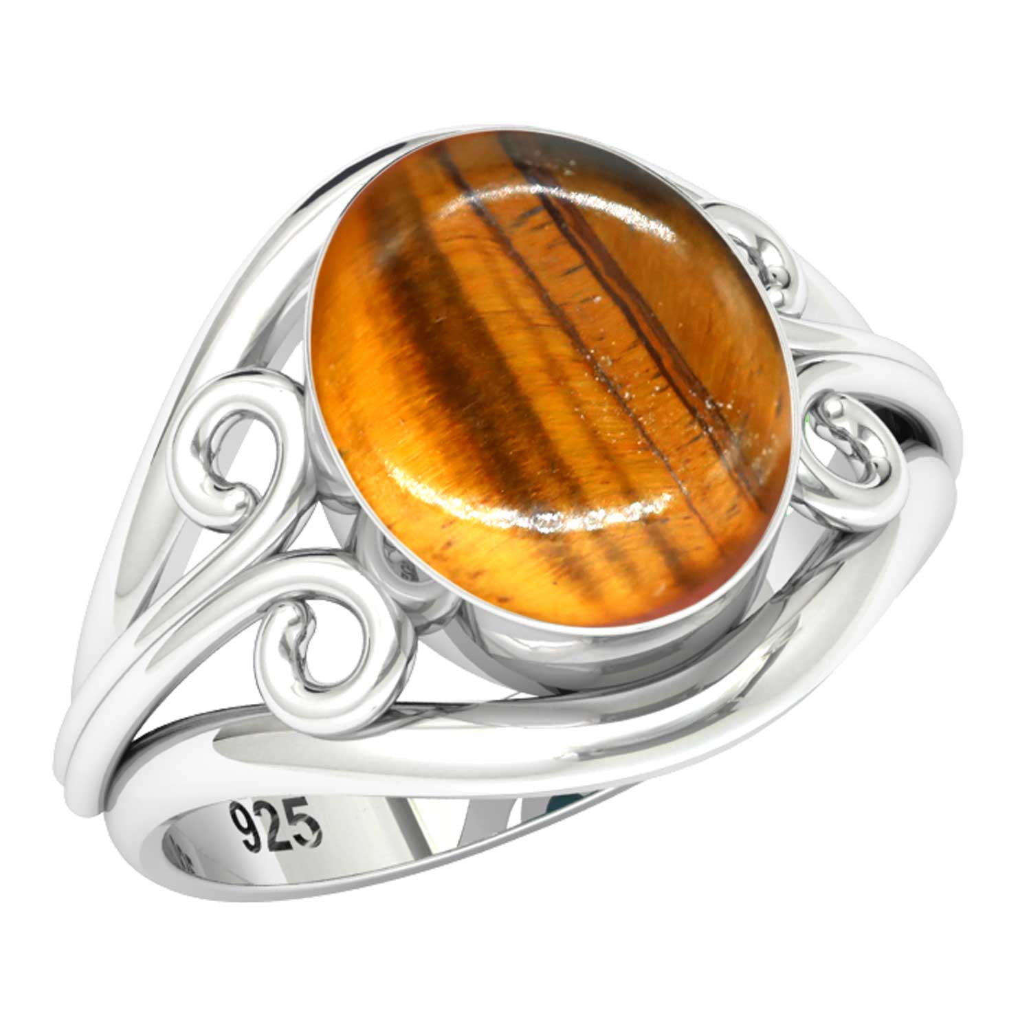 Natural Tiger Eye Women Jewelry 925 Sterling Silver Ring - Walmart.com