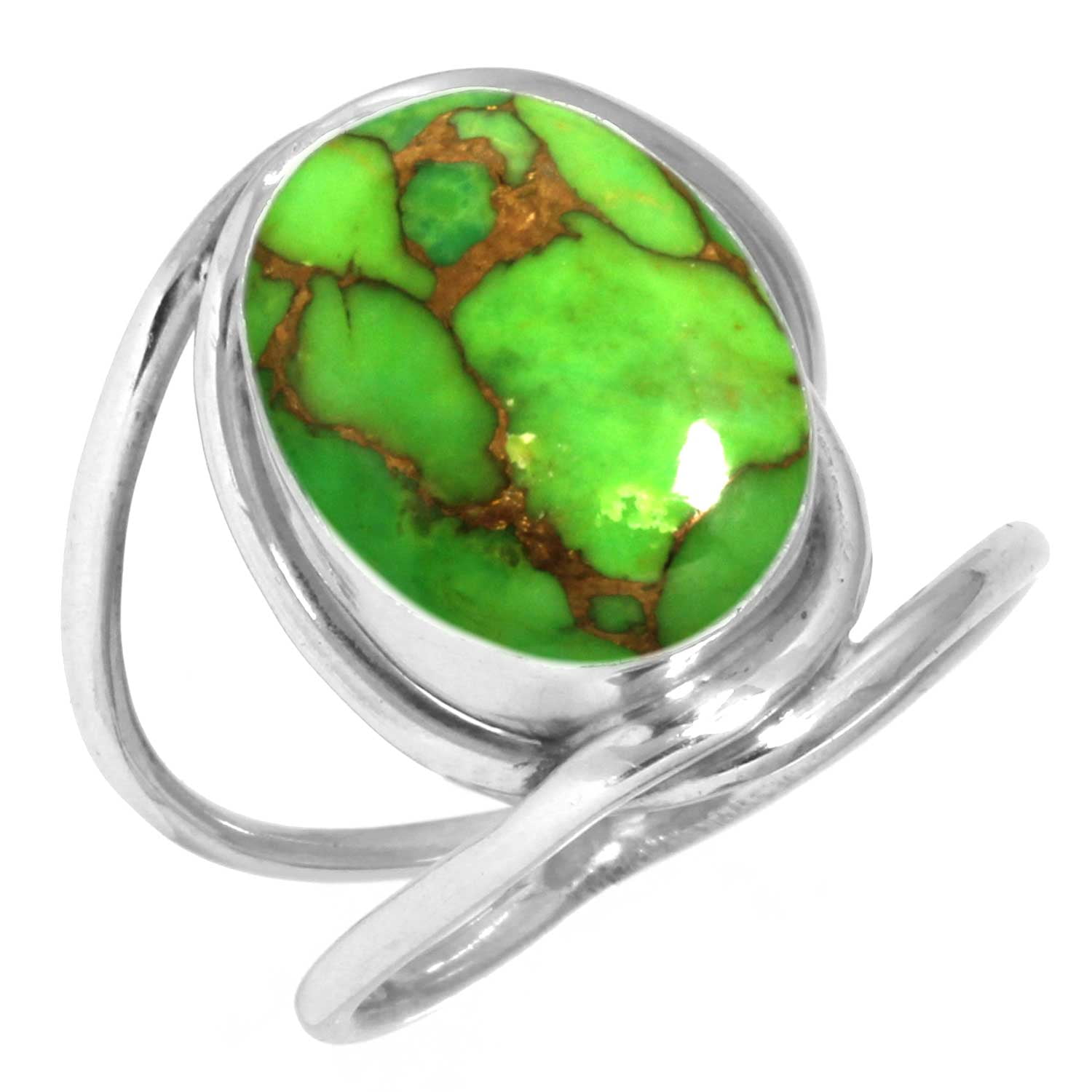 925 Silver Ring For Women - Girls Copper Green Turquoise Stone Silver ...