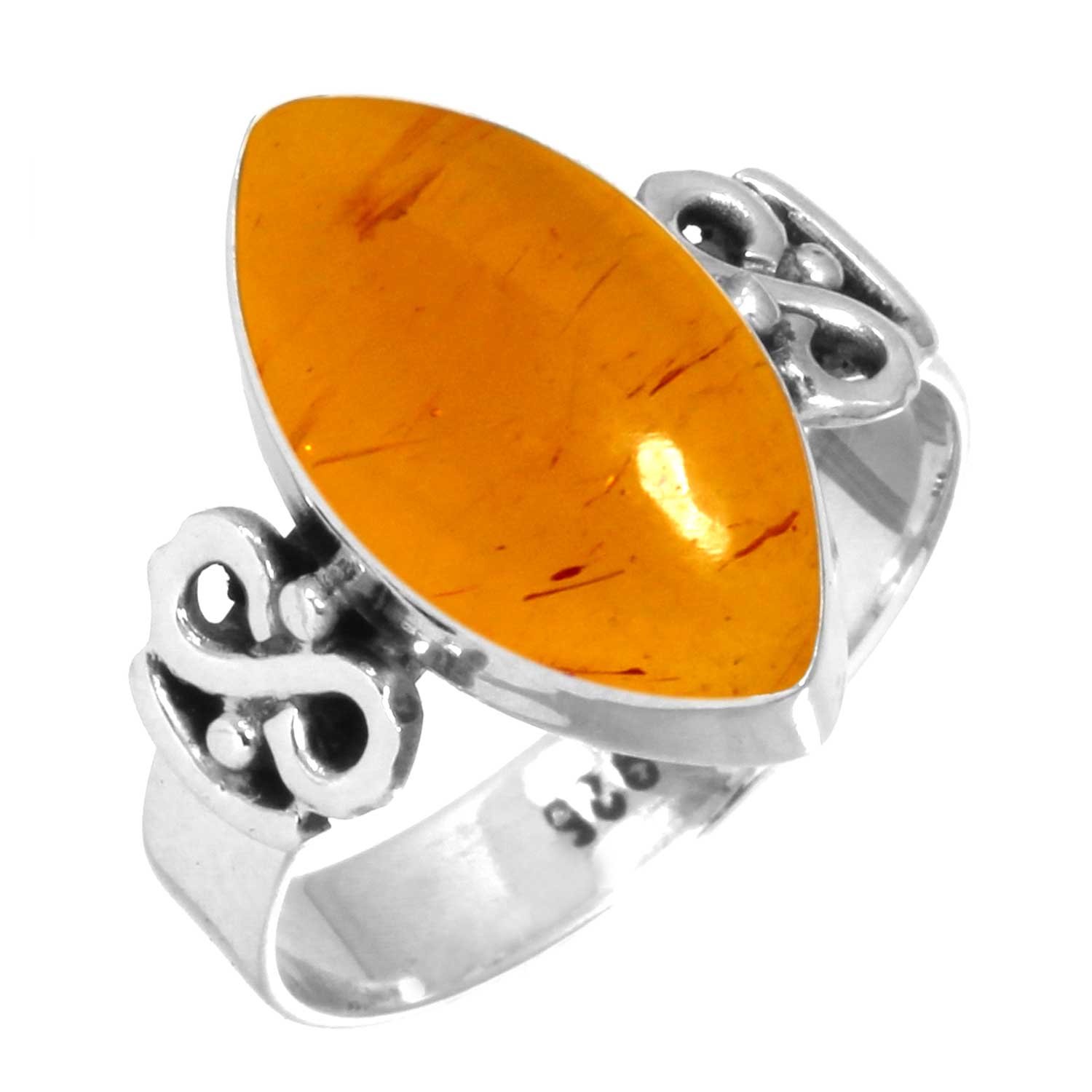 Amber Ring 925 Sterling Silver Handmade Jewelry - Walmart.com