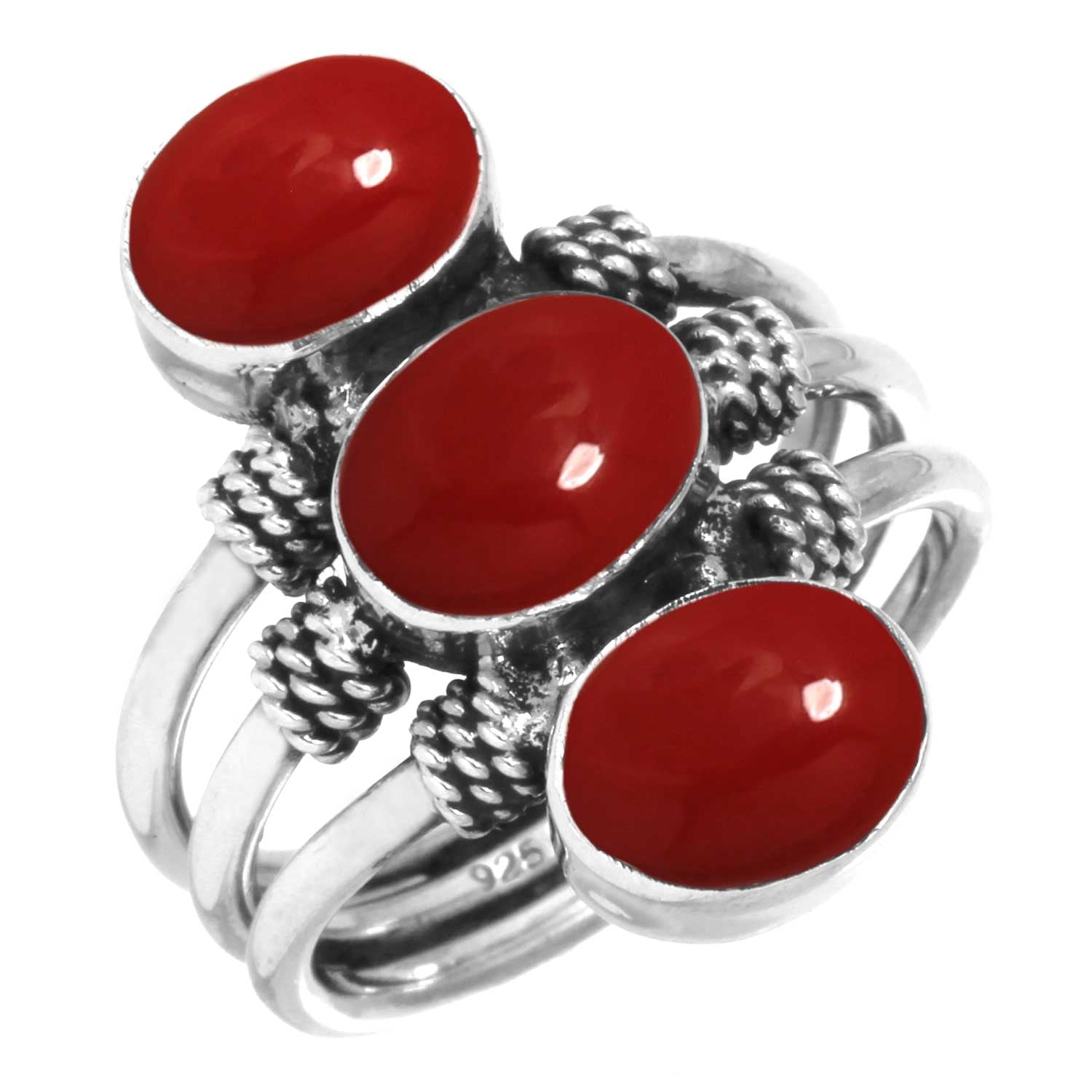 925 Sterling Silver Women Jewelry Red Stone Ring - Walmart.com