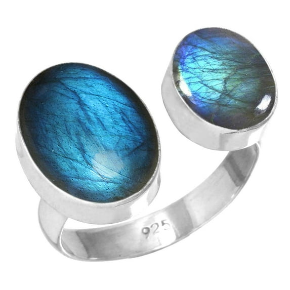 925 Silver Ring For Women - Men Gray Natural Labradorite Stone Silver ...