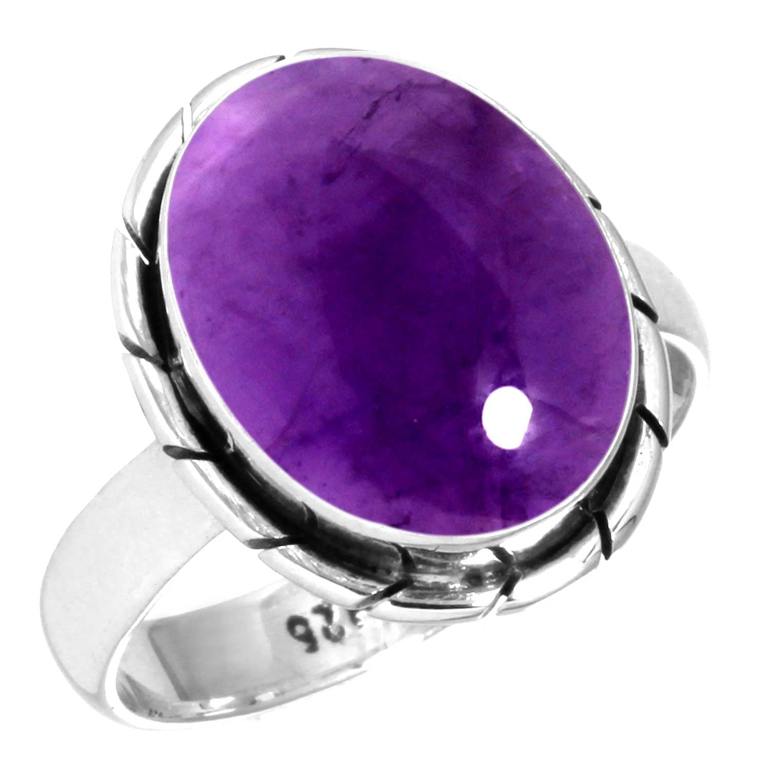 925 Silver Ring For Women - Men Purple Real Amethyst Stone Silver Ring ...
