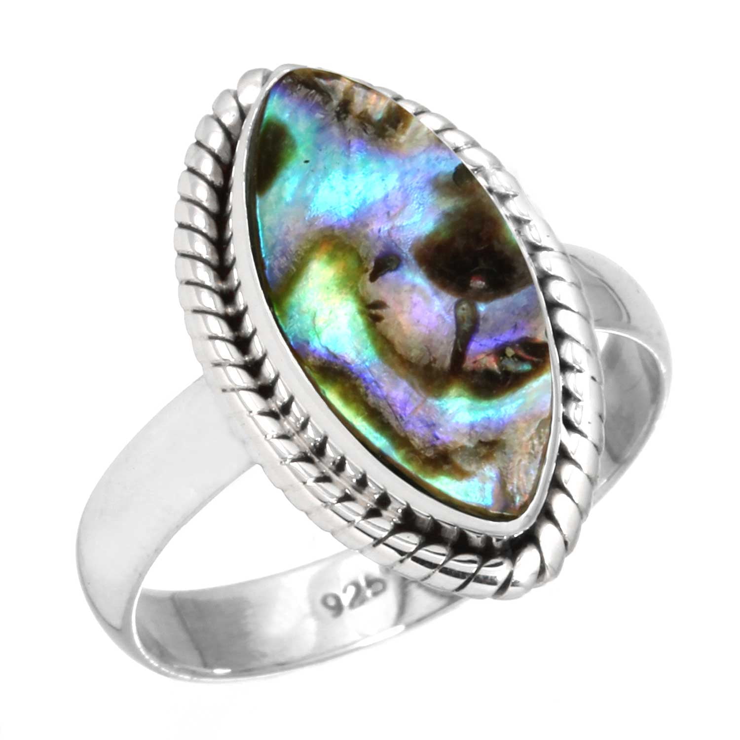 925 Sterling Silver Women Jewelry Natural Abalone Shell Ring - Walmart.com