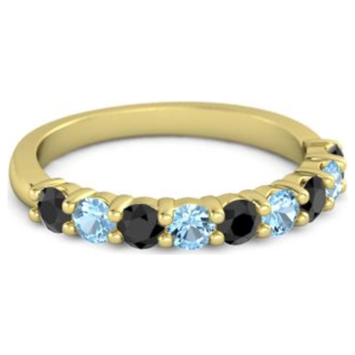 925 Silver Round 2.5MM Black Spinel Blue Topaz Eternity Yellow Plated ...