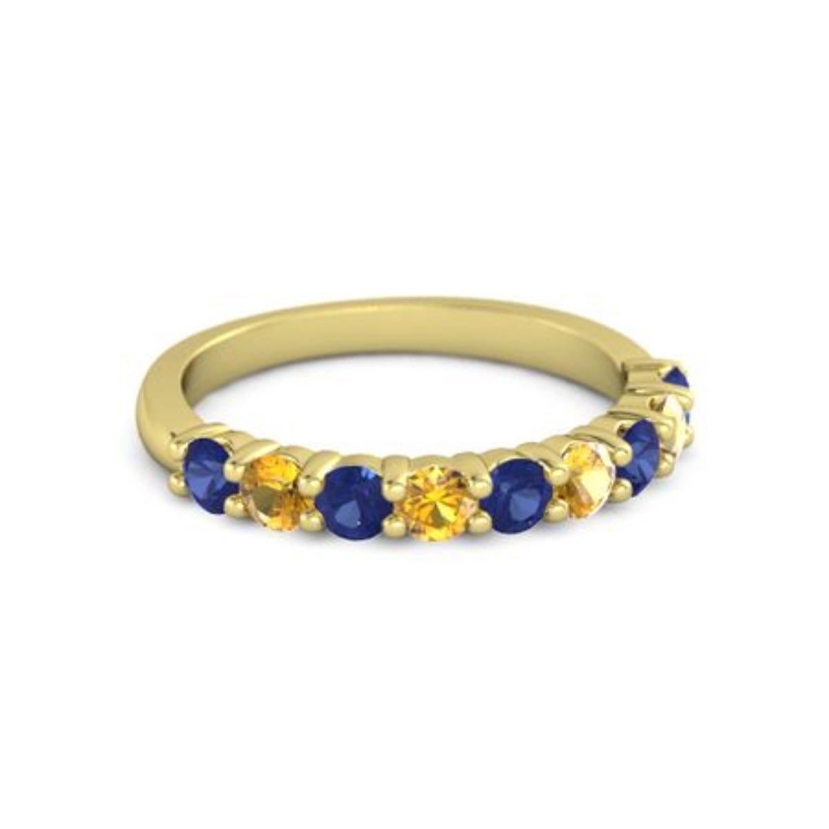 925 Silver Round 2.5MM Blue Sapphire Citrine Eternity Yellow Plated ...