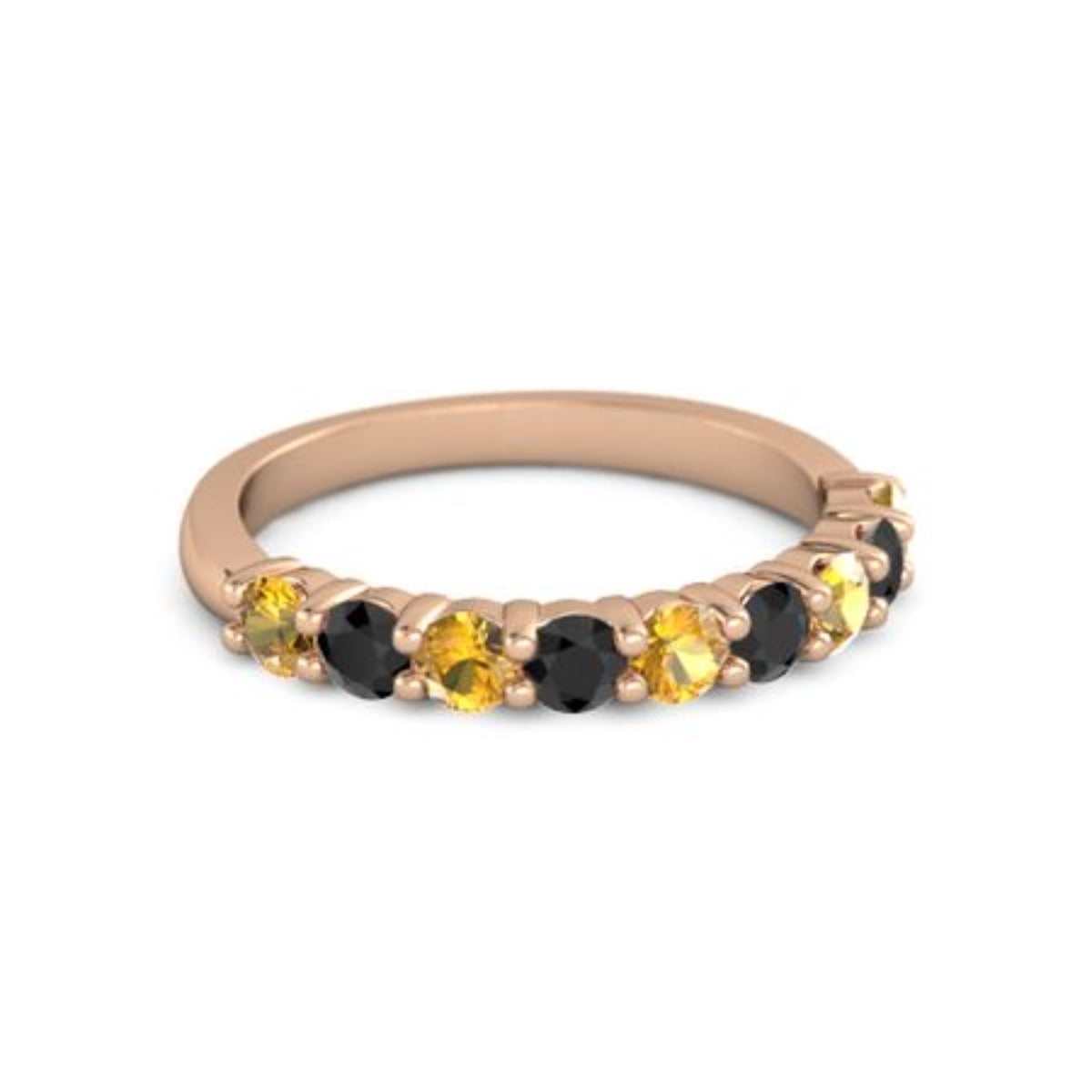 925 Silver Round 2.5MM Citrine Black Spinel Eternity Rose Plated Women ...