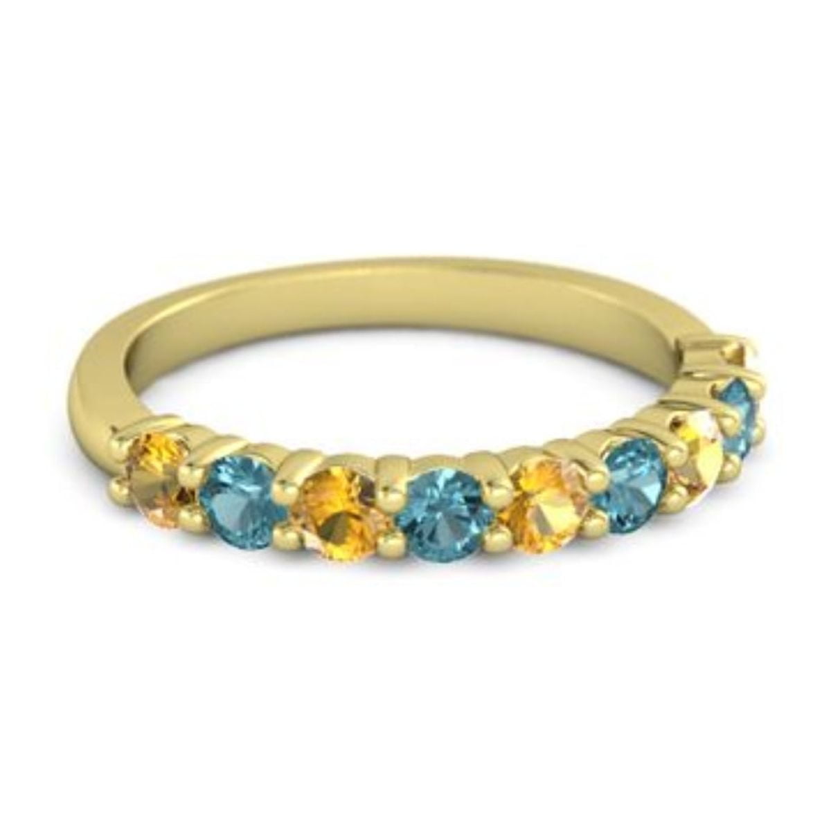 925 Silver Round 2.5MM Citrine London Blue Topaz Eternity Yellow Plated ...