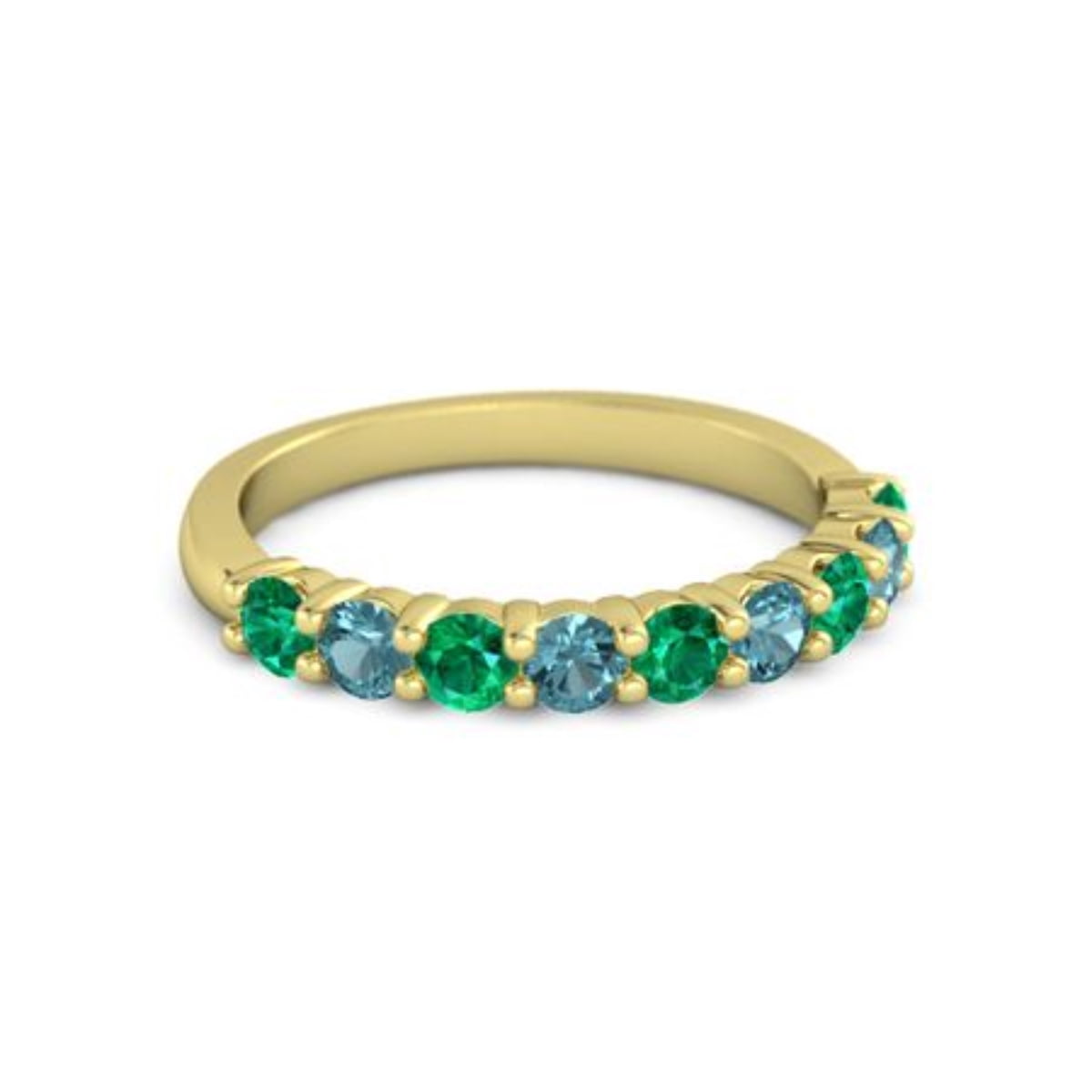 925 Silver Round 2.5MM Emerald London Blue Topaz Eternity Yellow Plated ...