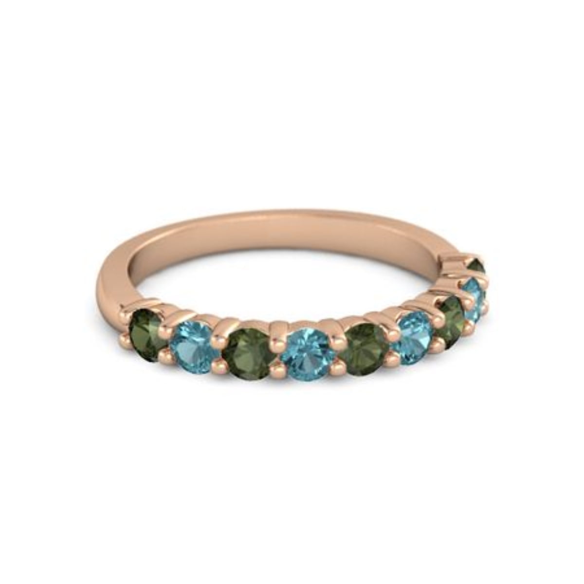 925 Silver Round 2.5MM Green Apatite London Blue Topaz Eternity Rose Plated Ring - Walmart.com
