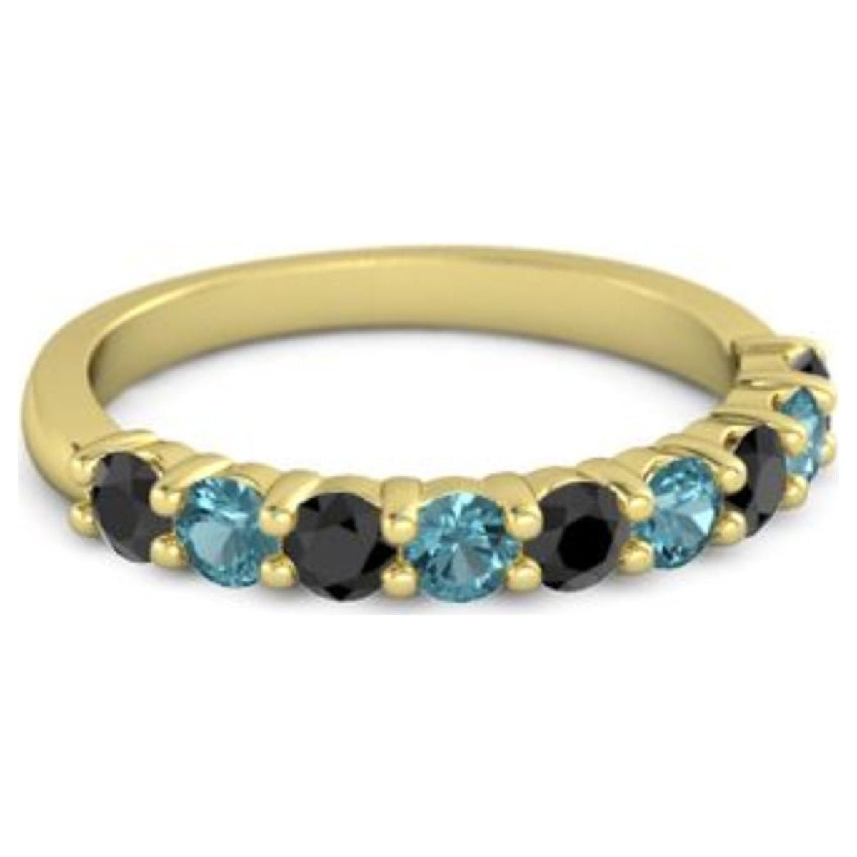 925 Silver Round 2.5MM Spinel London Blue Topaz Eternity Yellow Plated ...