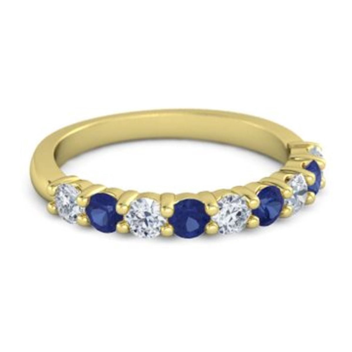 925 Silver Round 2.5MM White Cz Blue Sapphire Eternity Yellow Plated ...