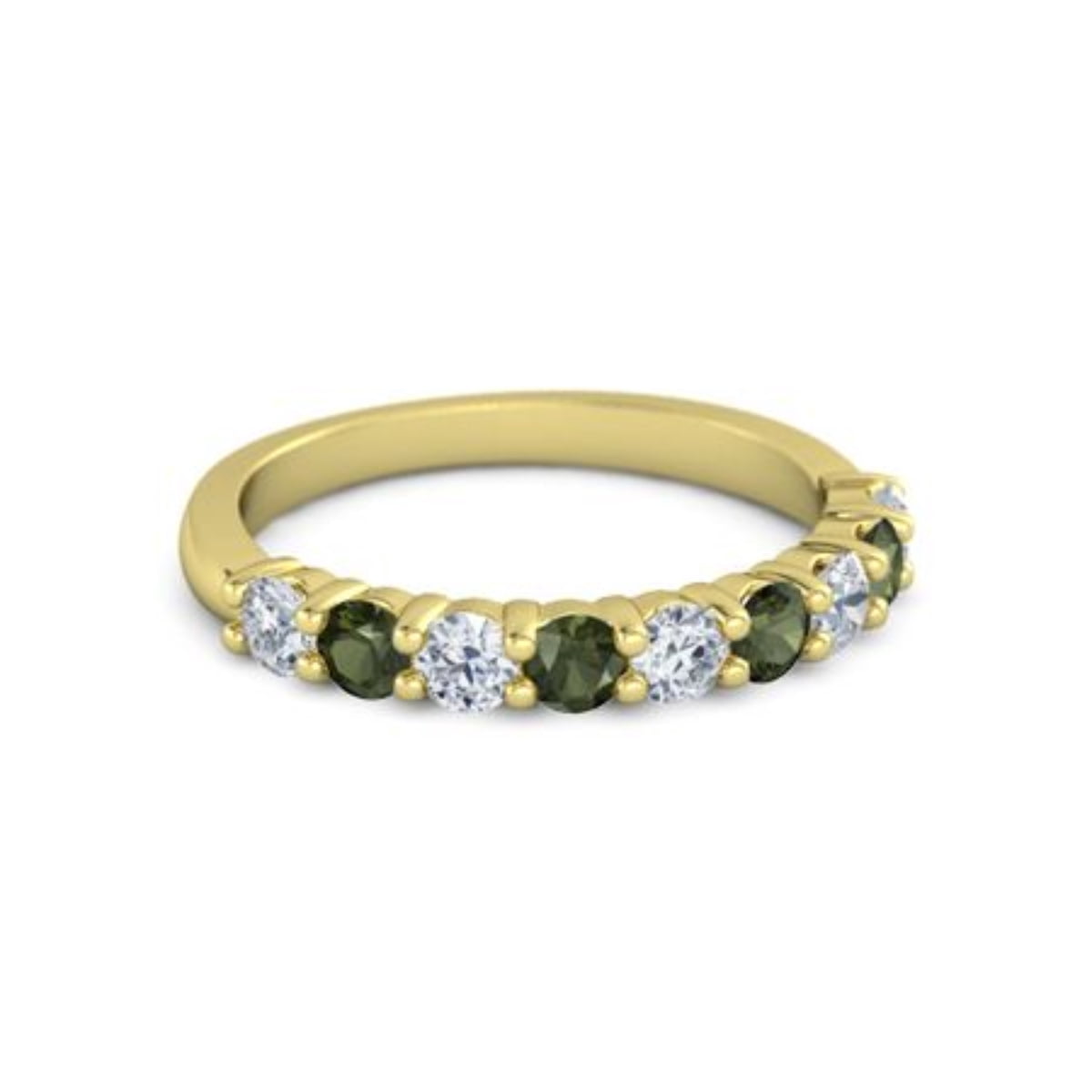 925 Silver Round 2.5MM White Cz Green Apatite Eternity Yellow Plated ...