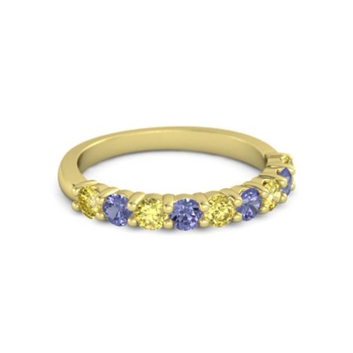 925 Silver Round 2.5MM Yellow Tourmaline Tanzanite Eternity Yellow ...