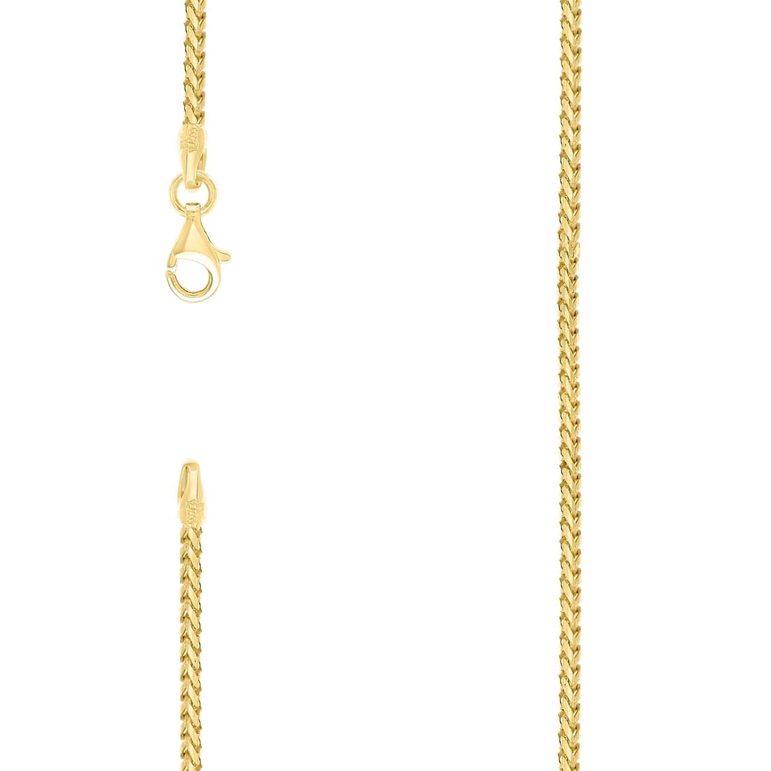 925 Silver Solid Franco Chain Yellow 2mm Necklace 22 Inch Chain ...