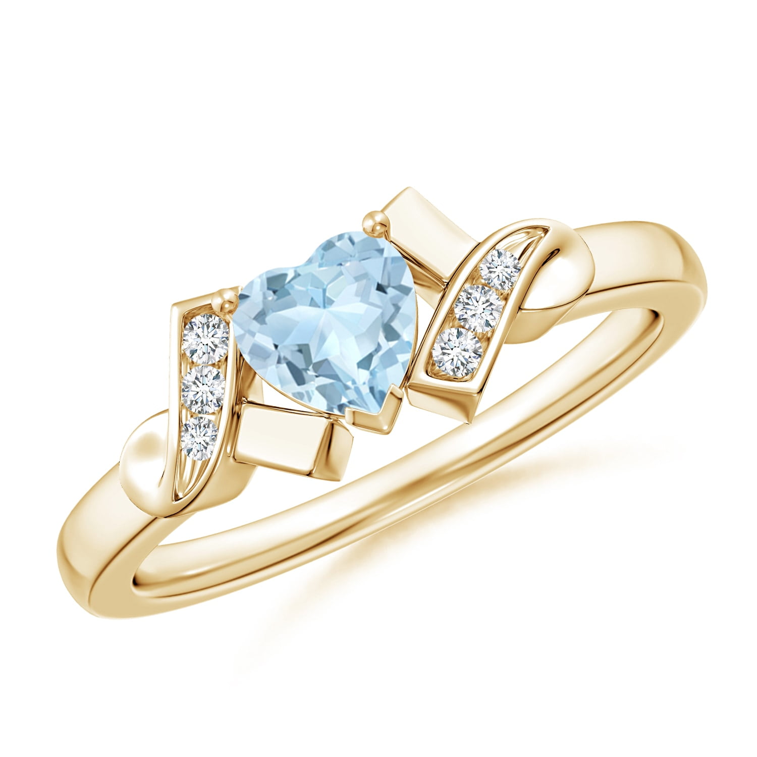 925 Silver Yellow Plated 0.71 Ctw Round Aquamarine Art Deco Women ...