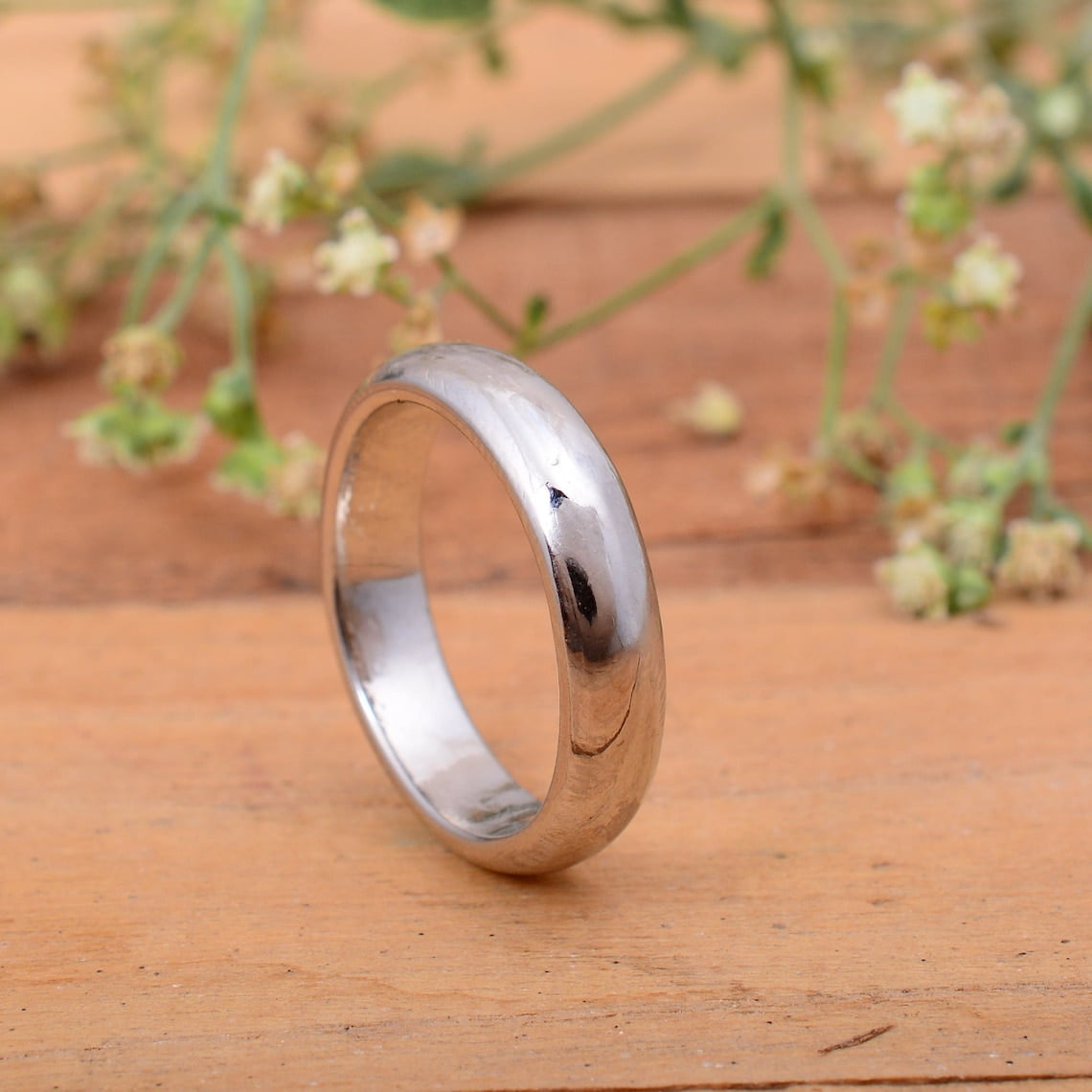 925 Solid Silver Band, Handmade Silver Ring Band, Silver Men's Wedding ...