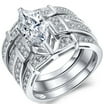 Metal Masters Womens 1Ct Princess Cut Cubic Zirconia Sterling Silver 925 Wedding Engagement Ring ...