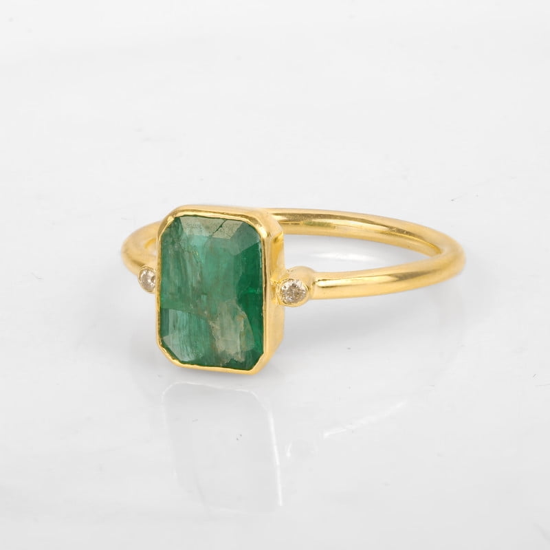 925 Starling Silver Band Ring, Solitaire Octagone Emerald Handmade ...