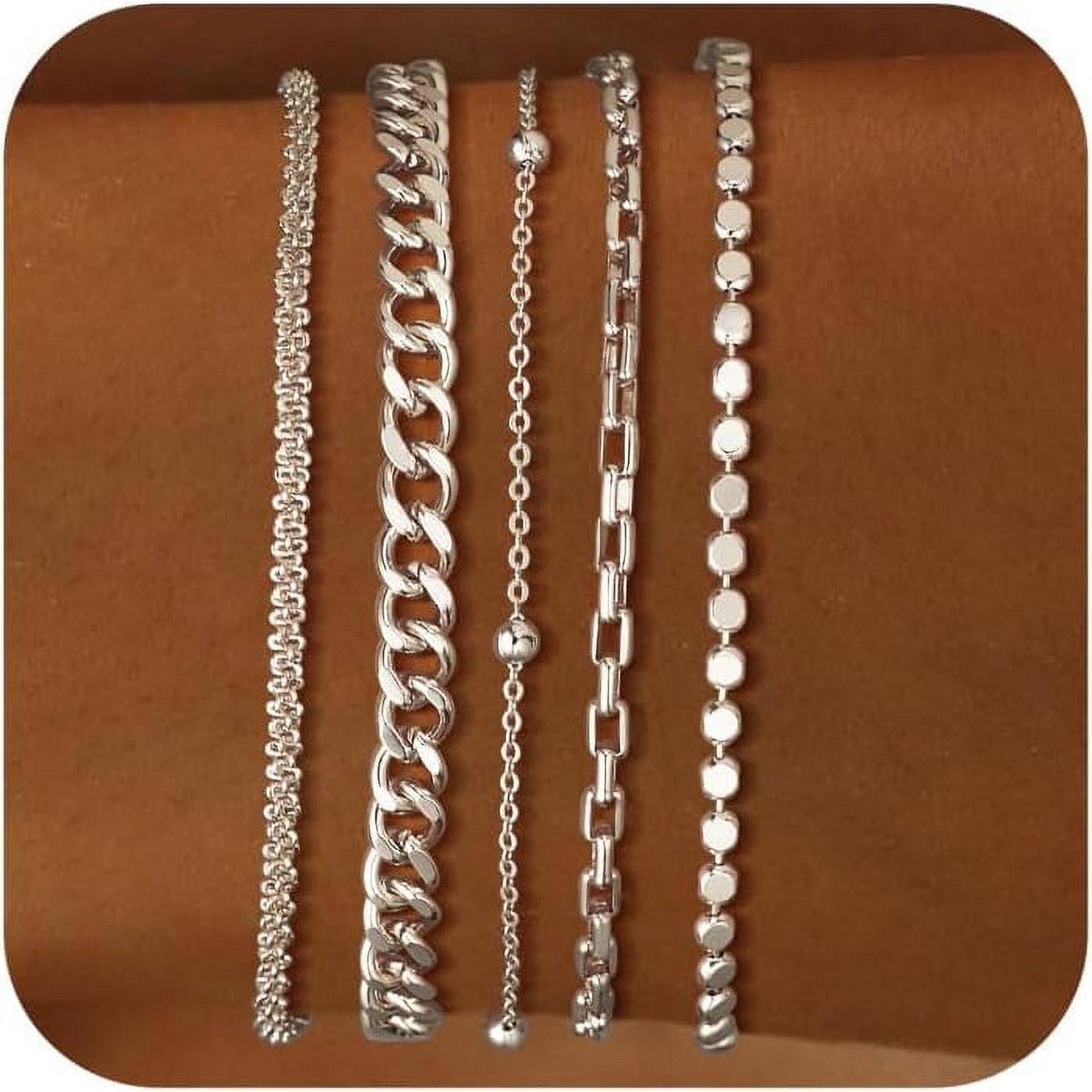 925 Sterling Bracelets for Women Trendy Herring Bone Figaro Rope Chain ...