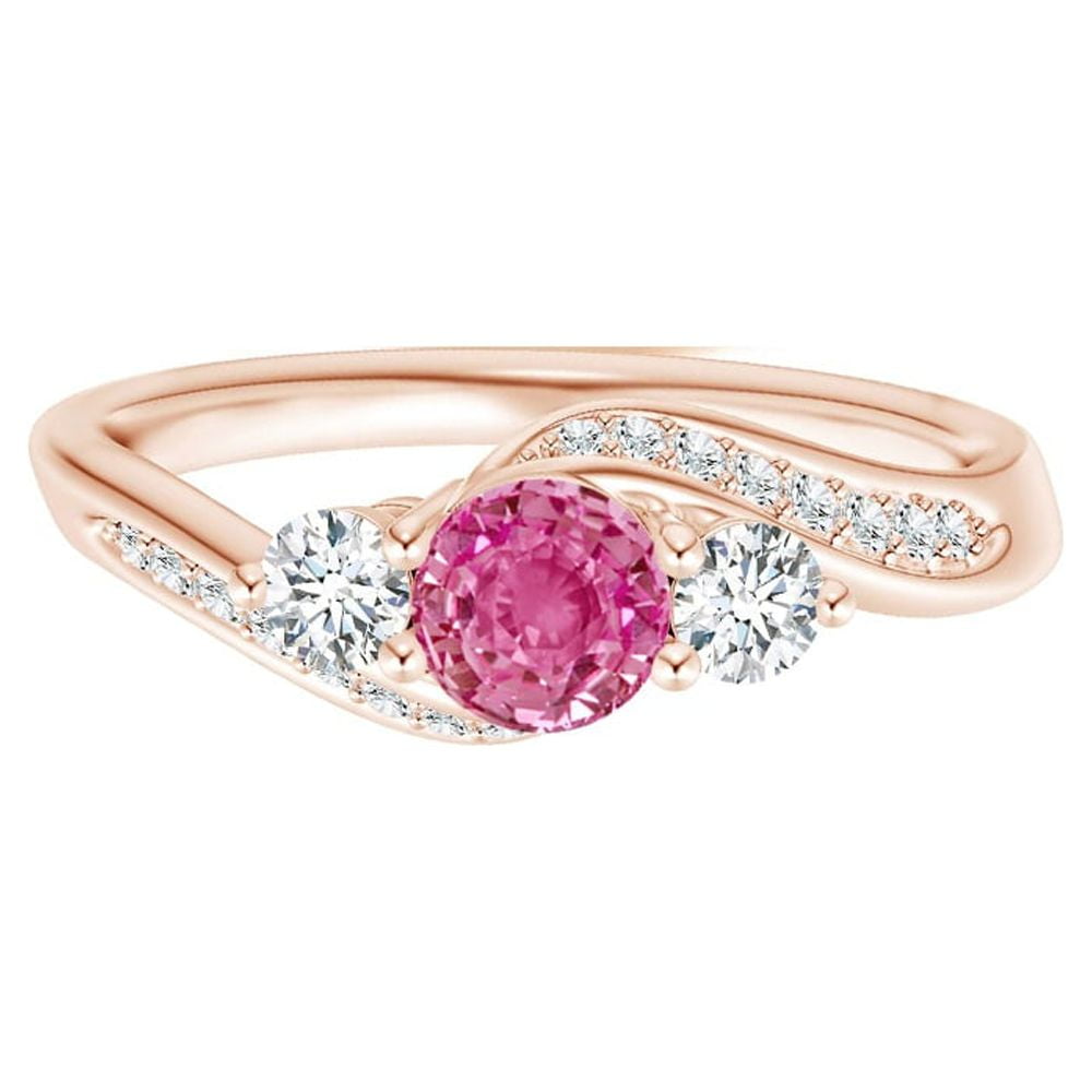 925 Sterling Silver 0.5 Ctw Round Pink Tourmaline Cluster Rose Plated ...