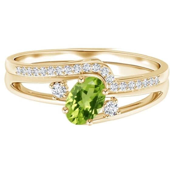 925 Sterling Silver 0.55 Ctw Oval Peridot Stackable Yellow Plated Dual ...