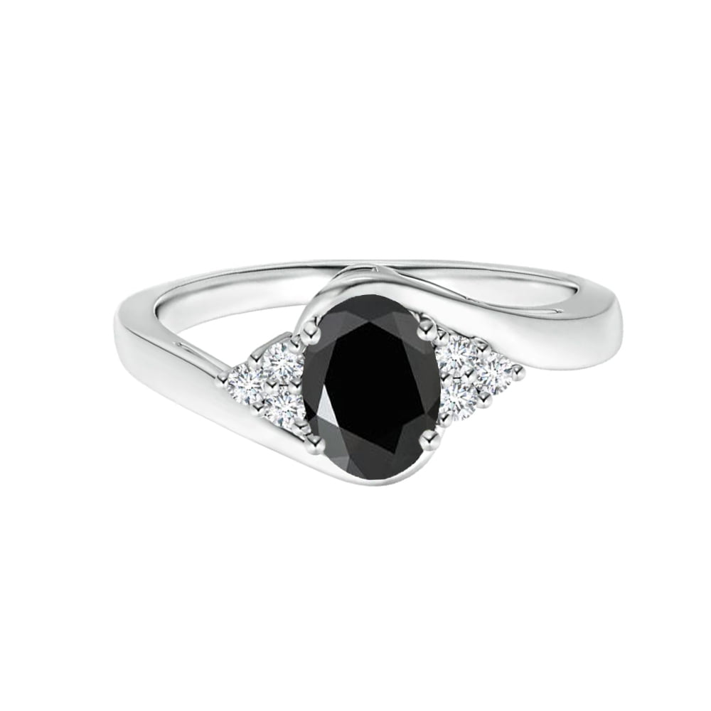 925 Sterling Silver 1.10 Ctw Black Spinel Gemstone Bypass Shank Women ...