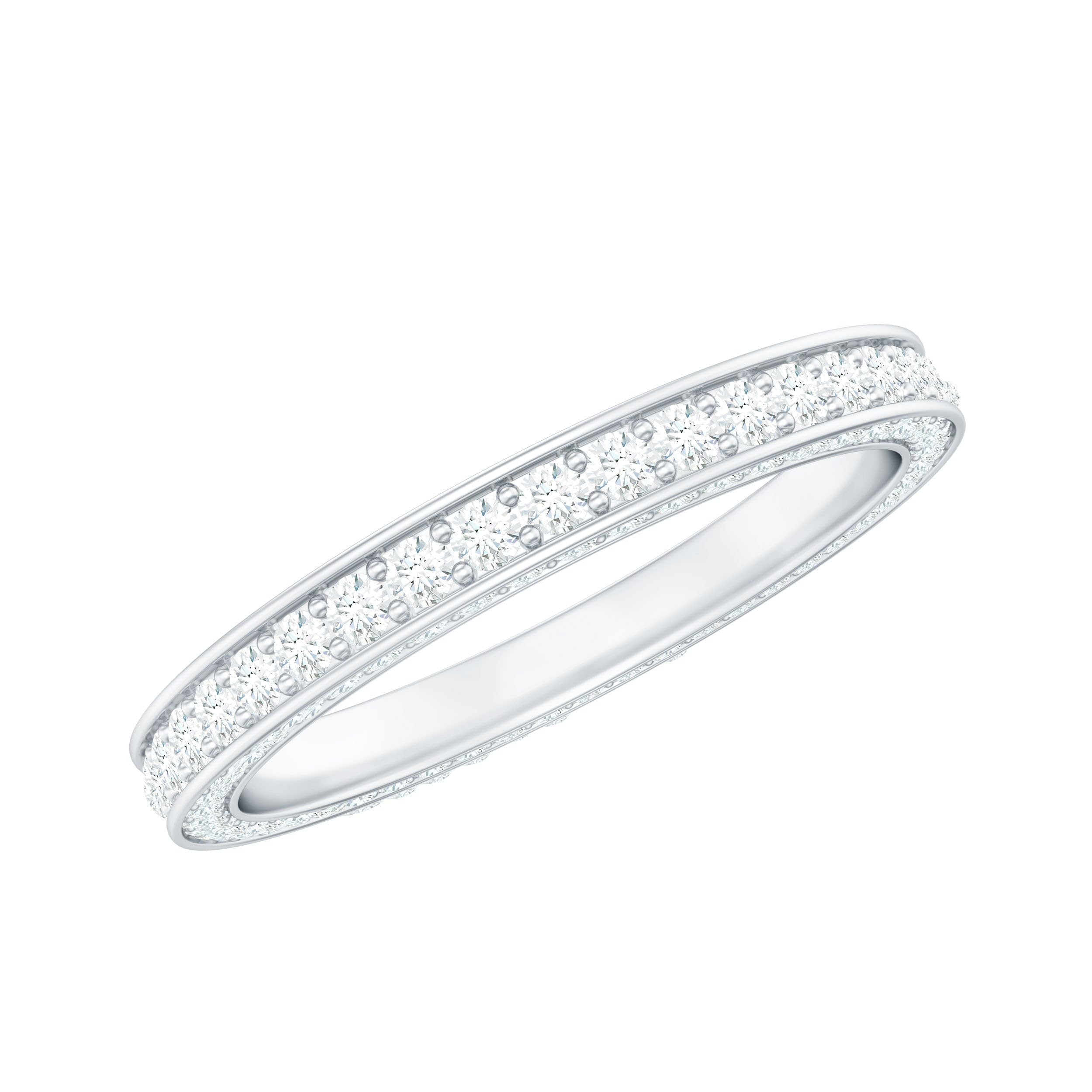 925 Sterling Silver 1.36 Ctw Round 1.40mm Moissanite Eternity Band Full ...