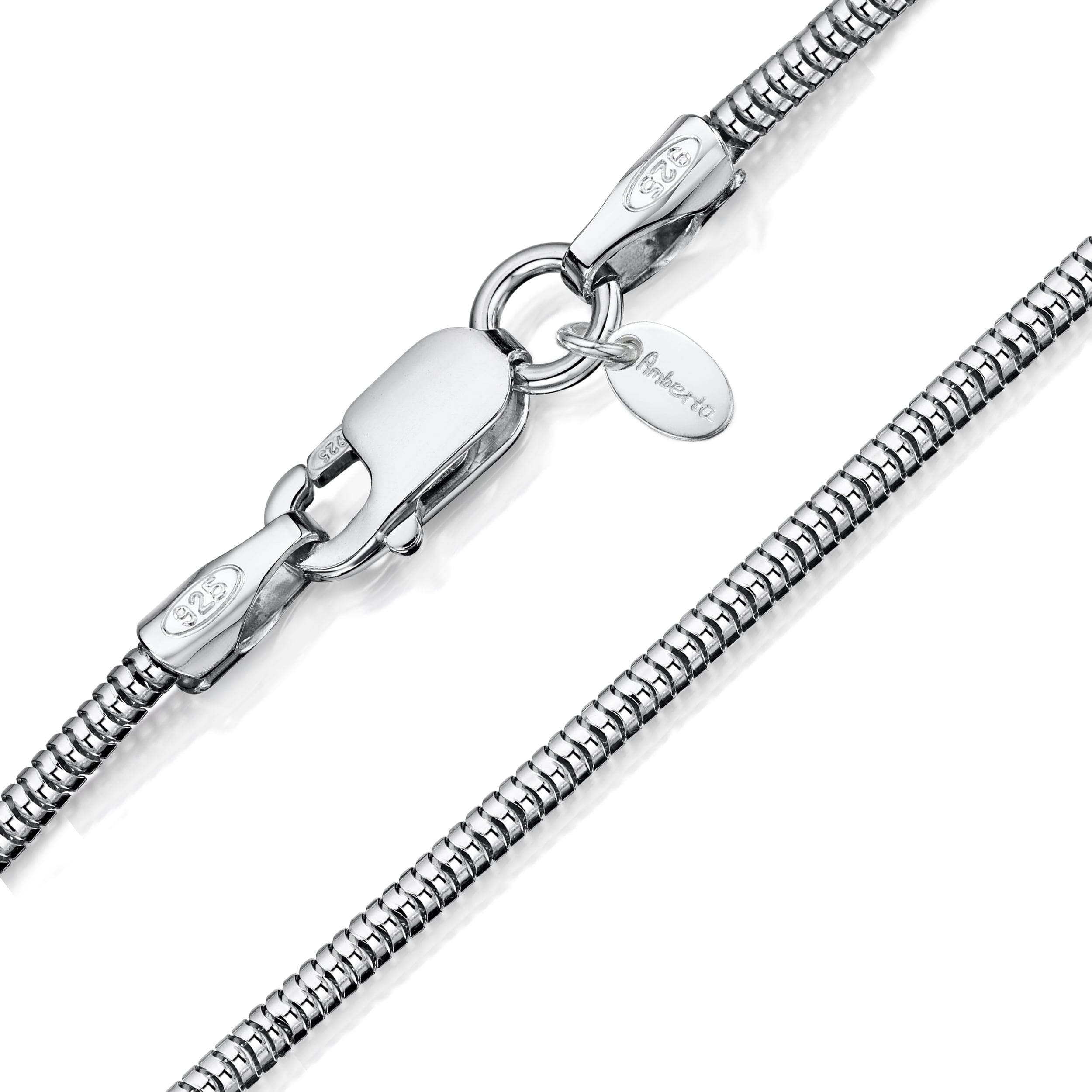 925 Sterling Silver 1.4 mm Snake Chain Necklace Size: 16 18 20 22 24 ...