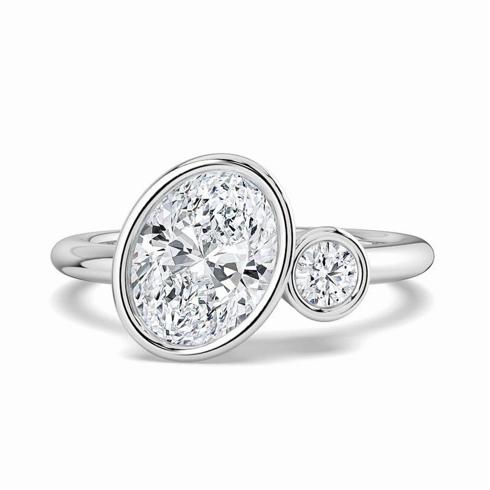 925 Sterling Silver 1.5 CT Oval Cut Lab Grown Diamond Bezel Set ...