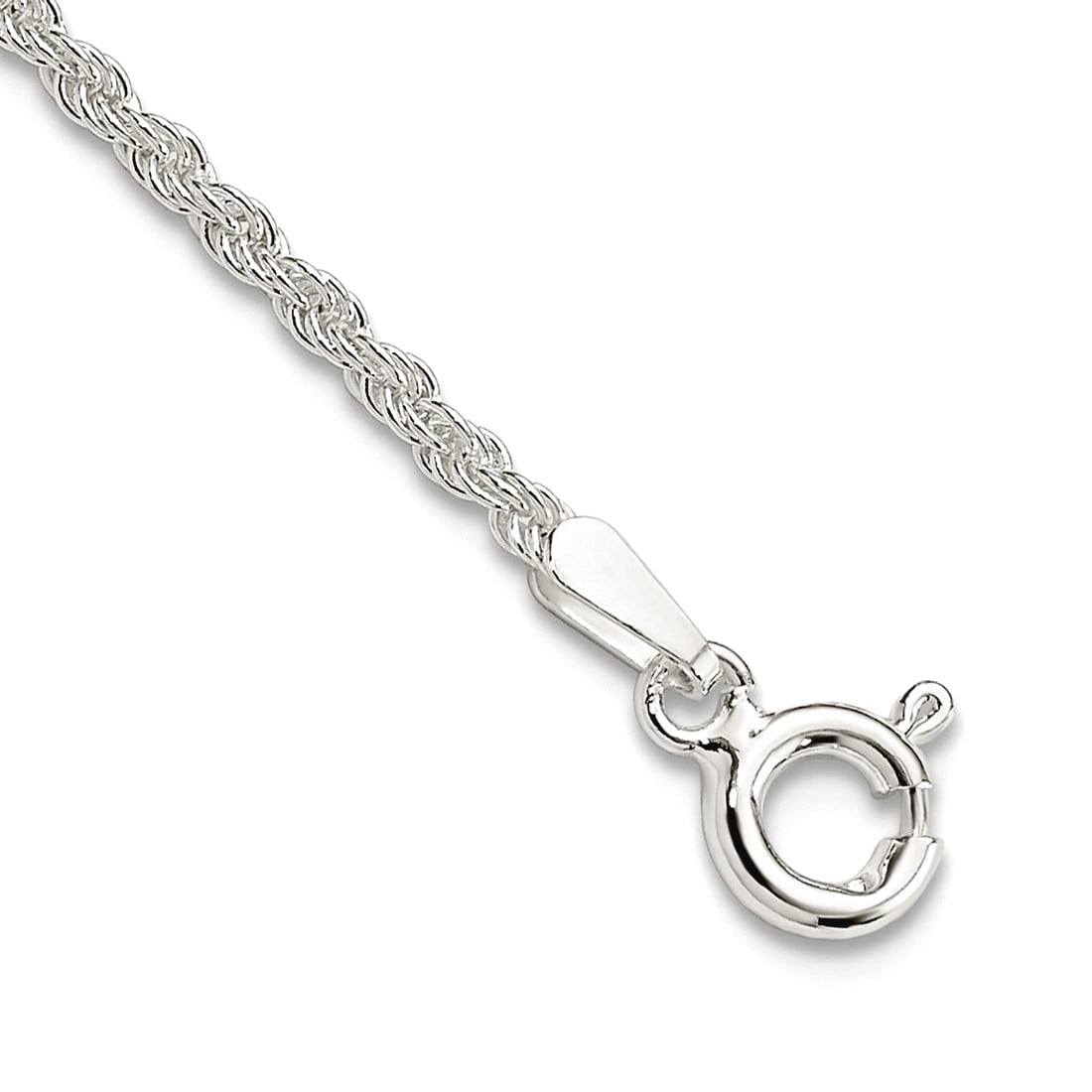 925 Sterling Silver 1.8mm Solid Rope Chain Bracelet 8 Inch Link ...