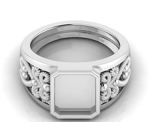 925 Sterling Silver 10X8 MM Rectangle Shape Bezel Ring Setting ...