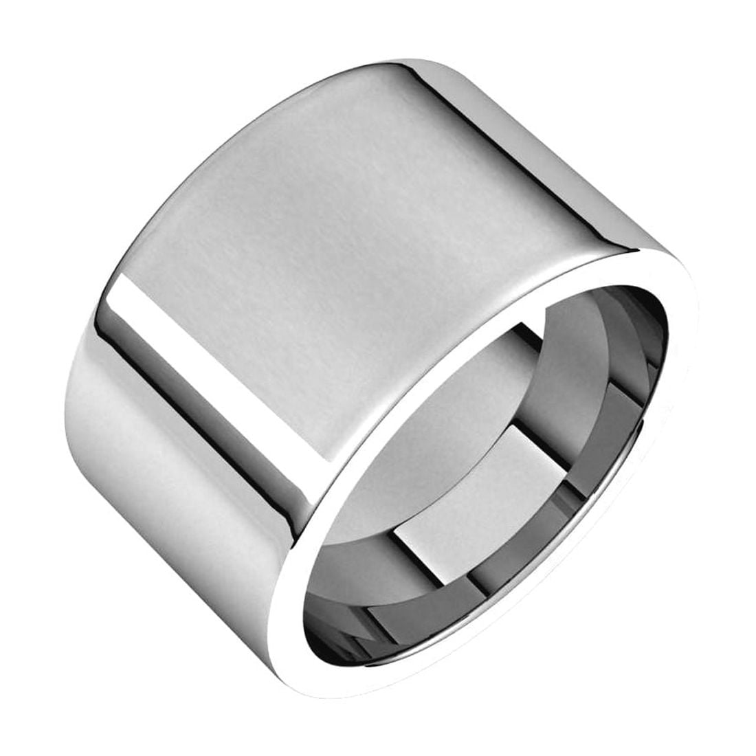 925 Sterling Silver 12mm Flat Comfort-Fit Band Ring Size 8-Band Style ...
