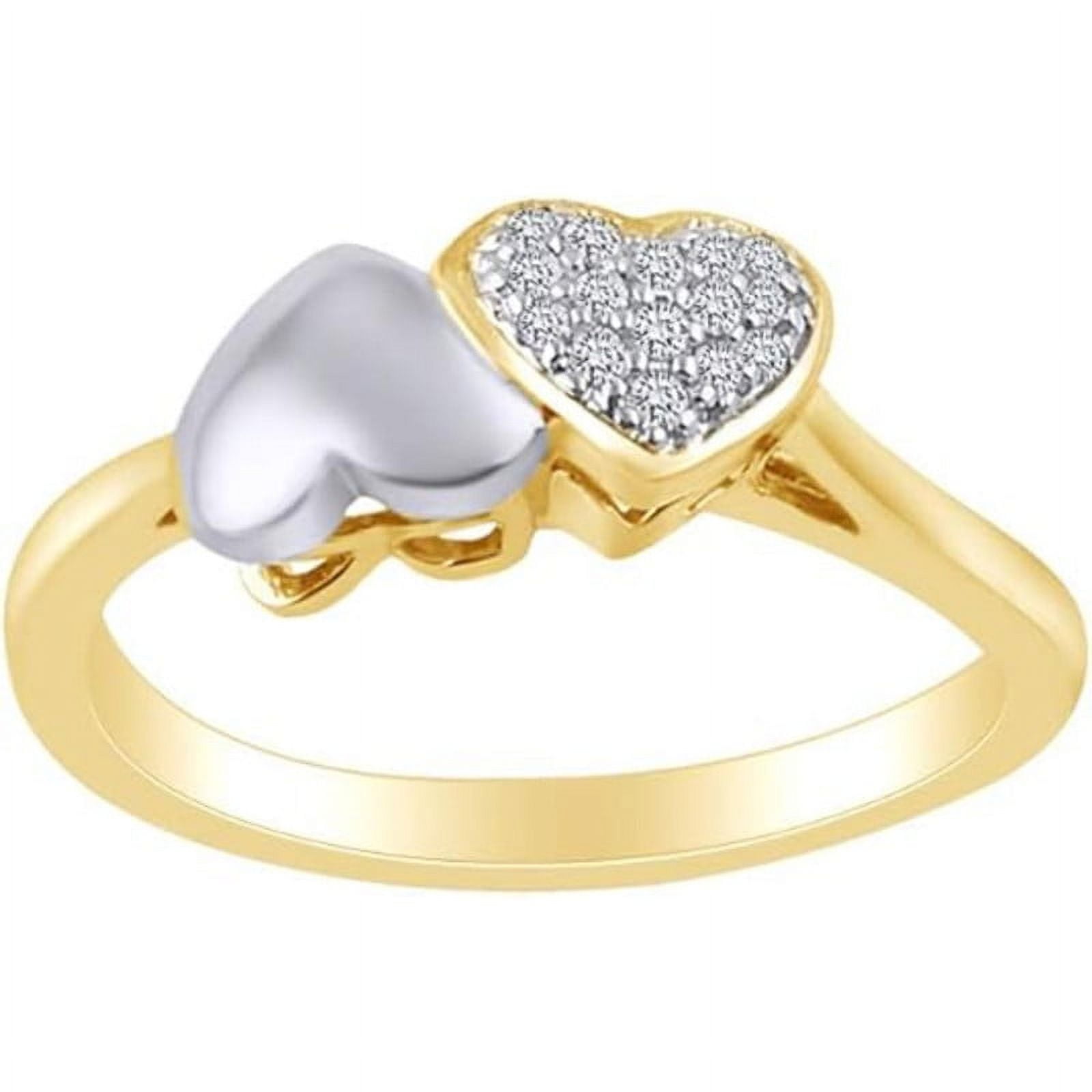 925 Sterling Silver 14K Yellow Gold Plating Round Cut White Diamond Two ...