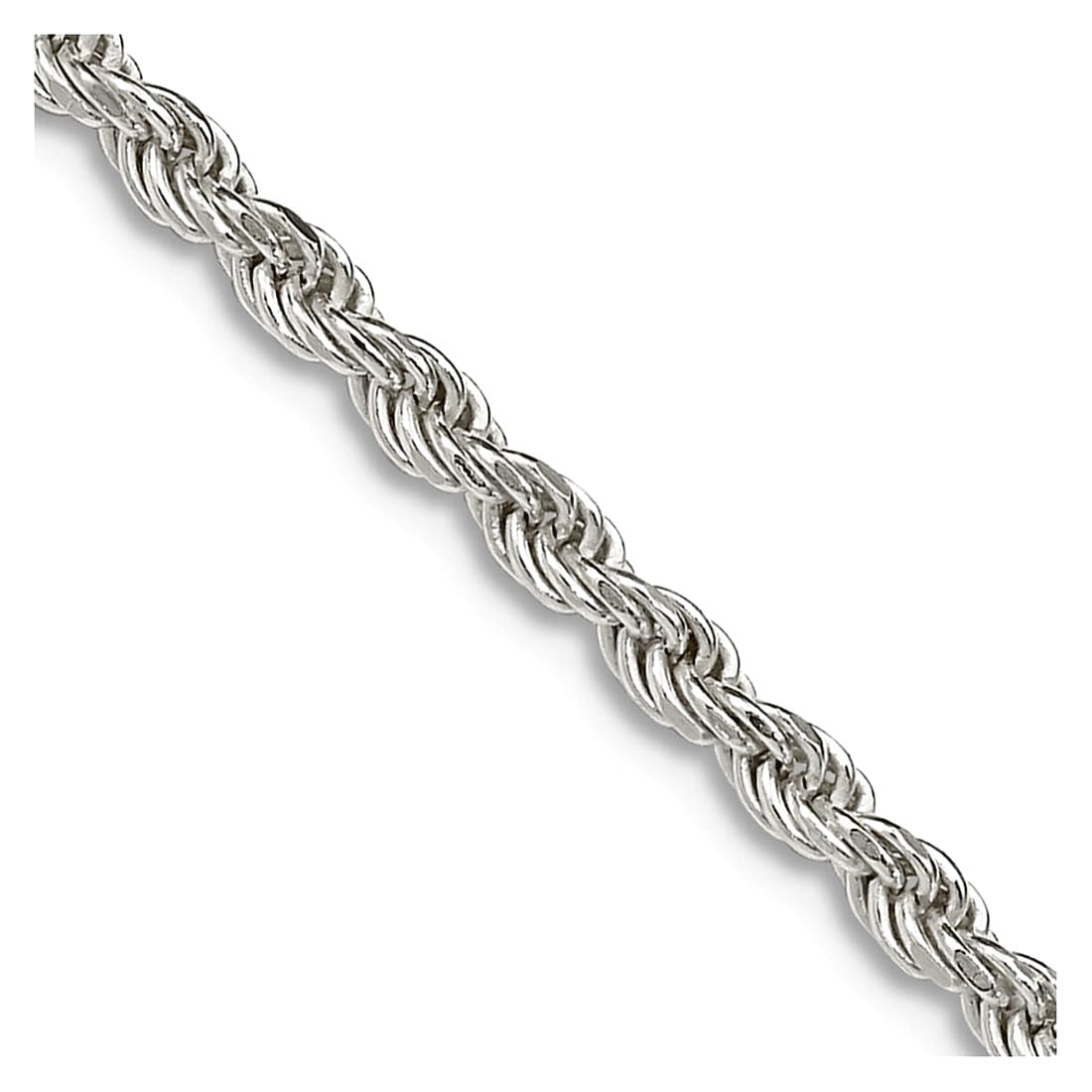 925 Sterling Silver 2.25mm Sparkle-Cut Rope Chain Necklace With 2in Ext ...