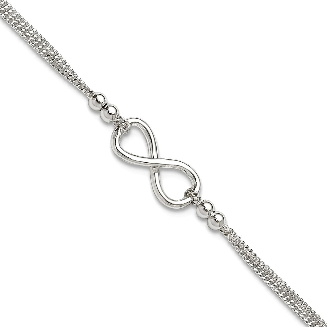 925 Sterling Silver 2 strand Beaded Infinity Symbol With 1inch Ext ...