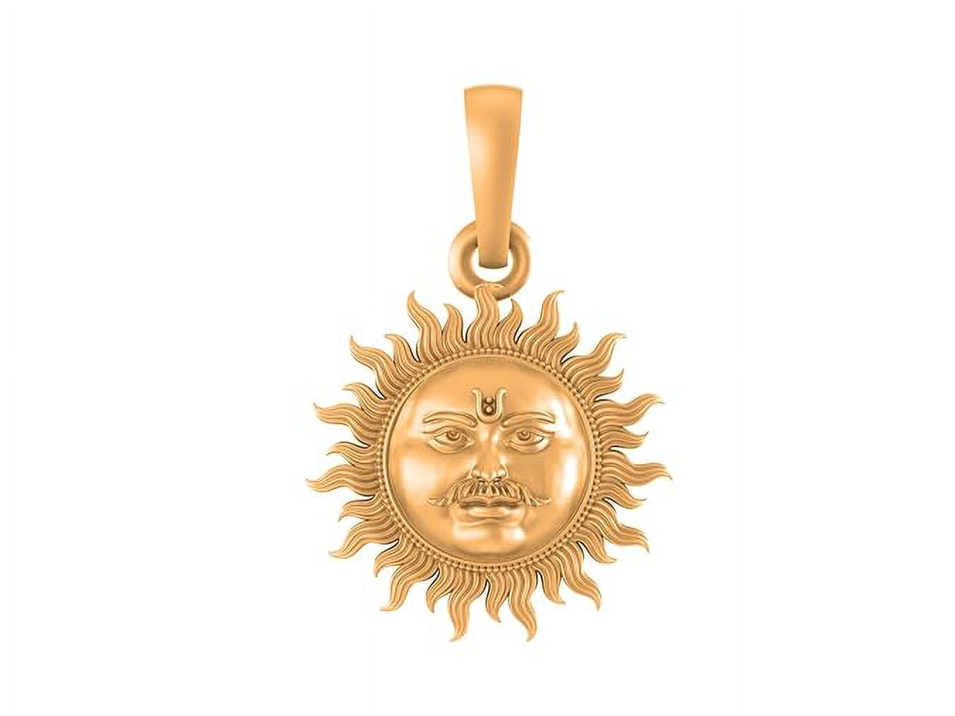 925 Sterling Silver 22k Gold Plated Divine God Sun Pendant Lord Surya ...