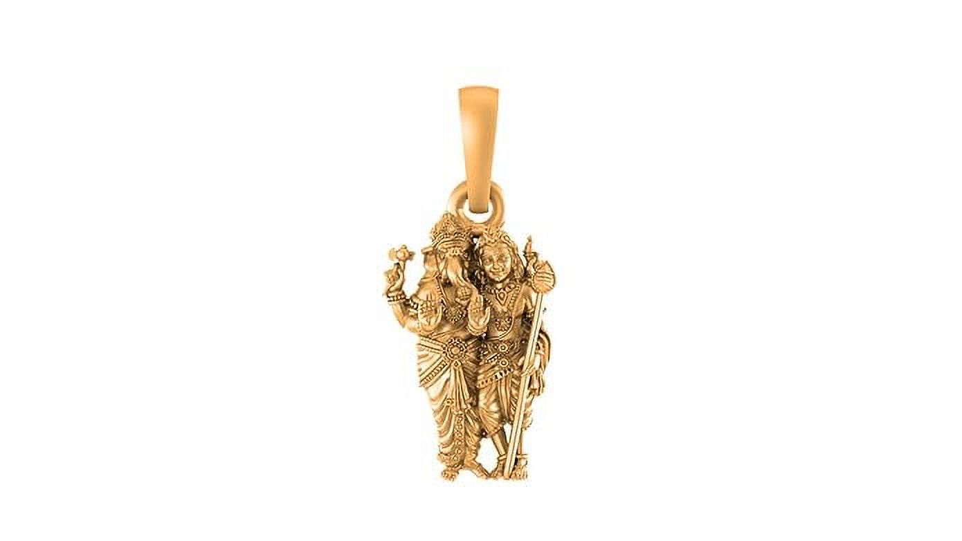 925 Sterling Silver 22k Gold Plated God Ganesh Kartikeya Pendant Lord ...